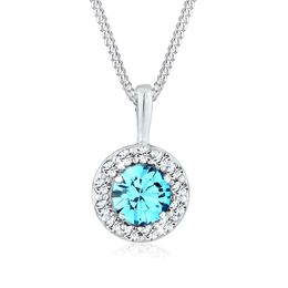 Elli Collierkettchen »Solitär Weiß 925 Sterling Silber, mit Kristallen von Swarovski « Hellblau 45 Halskette für Damen mit Swarovski Kristallen...