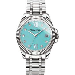 Thomas Sabo Quarzuhr &raquo;DIVINE&laquo; Armbanduhr, Damenuhr, Mineralglas m. Saphirbeschichtung, Edelstahlarmband silberfarben-t&uuml;rkis Klassisch sch&ouml;ne...