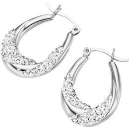 Firetti Paar Creolen »Schmuck Geschenk Silber 925 Ohrschmuck Ohrringe schungvoller Glitzer« mit Kristallstein silberfarben-kristallweiß +...