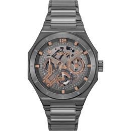 Hugo Multifunktionsuhr »#GRAIL SKELETON« Armbanduhr, Quarzuhr, Herrenuhr, Datum, Edelstahlarmband grau Coole Herrenmultifunktionsuhr
