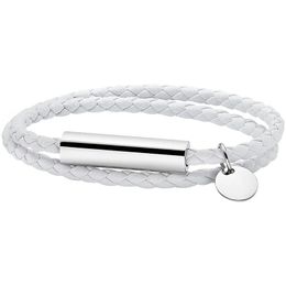 ANISTON JEWELRY & WATCHES Armband &raquo;Schmuck Geschenk Armband Mikrofaserleder/Edelstahl&laquo; edelstahlfarben-wei&szlig; 19 cm Modisches Wickelarmband mit...