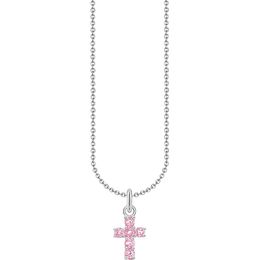 Thomas Sabo Kette mit Anhänger »Kreuz-Anhänger, KE2226-051-9-L45V, KE2226-414-14-L45V« mit Zirkonia (synth.) silberfarben-pink 45 Kette mit...