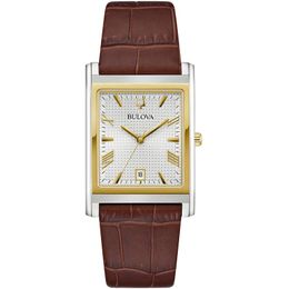 Bulova Quarzuhr »Sutton« Armbanduhr, Herrenuhr, Damenuhr, Lederarmband, analog, Tag braun Klassische Armbanduhr für Sie & Ihn