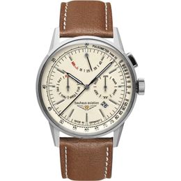BAUHAUS Automatikuhr &raquo;G38 Automatic Power Reserve&laquo; Armbanduhr, Herrenuhr, Made in Germany, Mechanische Uhr, Lederarmband cognacfarben Stilvolle...