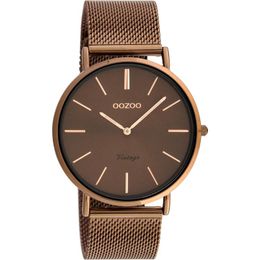 Oozoo Quarzuhr Armbanduhr, Damenuhr, Herrenuhr, Edelstahlarmband braun Schicke Armbanduhr