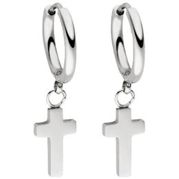 PURELEI Paar Creolen &raquo;Schmuck Geschenk Cross Kreuz Ohrringe&laquo; edelstahlfarben 14 mm Die Cross Creole Ohrringe mit symbolischer Bedeutung sind ein...