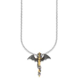 Bruno Banani Kette mit Anhänger »Schmuck Geschenk Halskette Drache Schwert Kreuz Ankerette« edelstahlfarben-gelbgoldfarben-schwarz Kette mit...