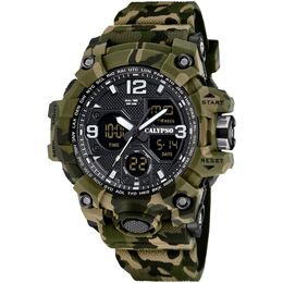 Calypso Watches Chronograph »X-Trem« Quarzuhr, Armbanduhr, Herrenuhr, analog, digital, Tag, Monat khaki, schwarz Markanter Herrenchronograph