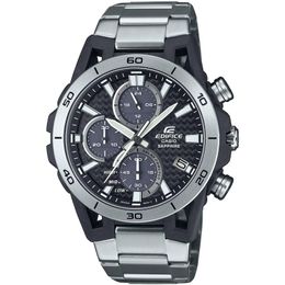 CASIO EDIFICE Chronograph Armbanduhr, Solar, Herrenuhr, Edelstahlarmband, analog, Tag edelstahlfarben-schwarz Topaktueller Herrenchronograph
