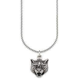 Bruno Banani Kette mit Anhänger »Schmuck Geschenk Halskette Tiger Venezianerkette« edelstahlfarben Kette mit kraftvollen Tigerkopf als Anhänger