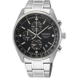 Seiko Chronograph Armbanduhr, Quarzuhr, Herrenuhr, Datum, Stoppfunktion silberfarben-schwarz 0 Ansprechender Herrenchronograph