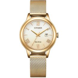Citizen Solaruhr Armbanduhr, Damenuhr, Edelstahlarmband, analog, Datum, Eco-Drive goldfarben-altgoldfarben 0 Wunderschöne Solaruhr für Damen