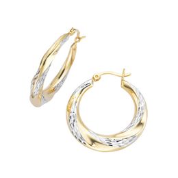 Firetti Paar Creolen »Schmuck Geschenk Silber 925 Bicolor« gelbgoldfarben-silberfarben 28,5 mm Elegante Creolen mit bicolor Optik