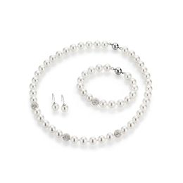Firetti Schmuckset »Multipack Schmuck Geschenk Perlenkette Perlenarmband Perlohrhaken« (Set, 4 tlg.) mit Muschelkernperlen und Kristallsteinen...