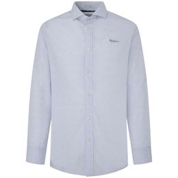 Pepe Jeans Langarmhemd mit Logo-Schriftzug auf der Brust oxford blue L - N-Gr N-Gr L Langarmhemd in Regular Fit Passform für bequemen Tragekomfort