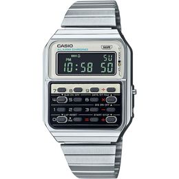 CASIO VINTAGE Chronograph Quarzuhr, Armbanduhr, Damen, Herren, retro, Taschenrechner, digital edelstahlfarben-schwarz, weiß 0 Cooler Chronograph