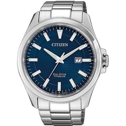 Citizen Solaruhr Armbanduhr, Herrenuhr, Titan silberfarben-blau Aufregende Solaruhr für Männer