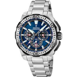 Festina Chronograph »Chrono Bike 2025« Quarzuhr, Armbanduhr, Herrenuhr, Edelstahlarmband, analog, Tag silberfarben-dunkelblau Markanter...