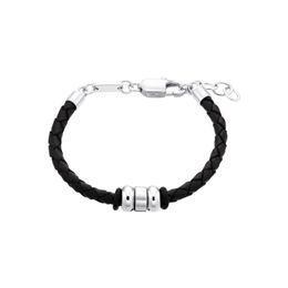 s.Oliver JUNIOR Armband »2035804« edelstahlfarben-schwarz 18 cm s.Oliver Jungs Leder-Armband mit coolen Beads