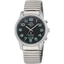 MASTER TIME Funkuhr &raquo;Basic&laquo; Armbanduhr, Quarzuhr, Herren, Datum, Leuchtzeiger, Flexband, Zugband stahlgrau Stilvolle Herrenarmbanduhr