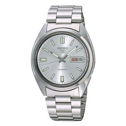 Seiko Automatikuhr &raquo;5&laquo; Armbanduhr, Mechanische Uhr, Herrenuhr, Damenuhr, Tag, Datum silberfarben Klassische Automatikuhr