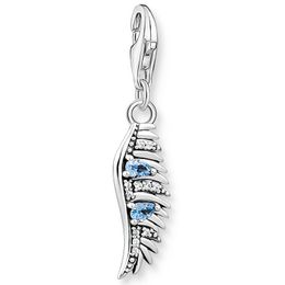 Thomas Sabo Charm-Einhänger »Phönix Feder mit blauen Steinen, 1905-644-1« mit Zirkonia (synth.) silberfarben-weiß + weiß Funkelnder Charm mit...