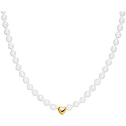 PURELEI Perlenkette »Schmuck Geschenk Lovely Herz, 23031-Necklace-Lovely« mit Muschelperle gelbgoldfarben-weiß Die Lovely Kette mit Perlen-Mix...