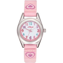 s.Oliver Quarzuhr Armbanduhr, Kinderuhr, Mädchen, Herz, Geschenkidee rosa Angesagte Kinderarmbanduhr