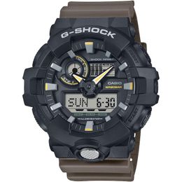 Casio G-SHOCK Chronograph Quarzuhr, Armbanduhr, Herrenuhr, digital, Resinband, bis 20bar wasserd. taupe-schwarz Ausgefallener Herrenchronograph