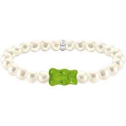 Thomas Sabo Armband »x HARIBO Schmuck: Perlenarmband mit Goldbär« mit Kristallglas - mit Süßwasserzuchtperle silberfarben-grün-weiß + grün 17...