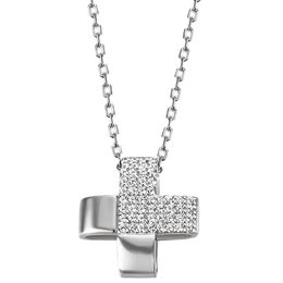 Firetti Kette mit Anhänger »Schmuck Geschenk Silber 925 Halsschmuck Halskette Ankerkette Kreuz« mit Zirkonia (synth.) silberfarben-weiß Zeitlose...