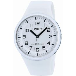Lorus Quarzuhr Armbanduhr, Damenuhr, Herrenuhr, bis 10 bar wasserdicht, Silikonarmband weiß Trendige Uhr für Sie & Ihn