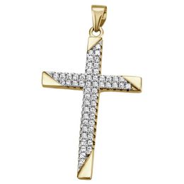 Firetti Kettenanhänger »Schmuck Geschenk Silber 925 Halsschmuck Anhänger Kreuz« () mit Zirkonia (synth.) gelbgoldfarben-kristallweiß + kristallweiß...