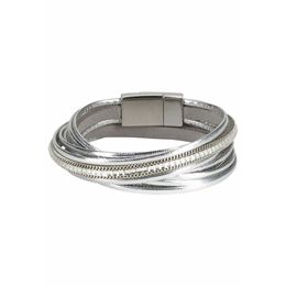 Firetti Wickelarmband »im Metallic Look« mit Glasstein metallfarben-silberfarben-kristallweiß + kristallweiß 37 cm Lässig funkelndes Armband