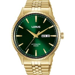 Lorus Automatikuhr Armbanduhr, Herrenuhr, Datum, Edelstahlarmband, bis 10 bar wasserdicht goldfarben Moderne Automatikuhr für Herren