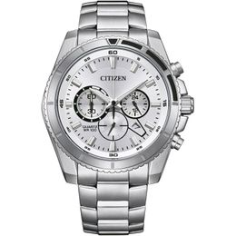 Citizen Chronograph Armbanduhr, Quarzuhr, Herrenuhr, Edelstahlarmband silberfarben Stilvoller Herrenchronograph