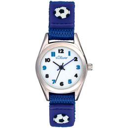 s.Oliver Quarzuhr Armbanduhr, Kinderuhr, Jungen, Fu&szlig;ball, Geschenkidee blau Angesagte Kinderarmbanduhr