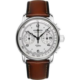 Zeppelin Chronograph »100 Jahre« Armbanduhr, Quarzuhr, Herrenuhr, Datum, Stoppfunktion, Made in Germany cognacfarben Ansprechender Herrenchronograph
