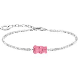 Thomas Sabo Armband »x HARIBO: Tennisarmband mit Goldbär« mit Zirkonia (synth.), Kristallglas silberfarben-pink-kristallweiß + pink-kristallweiß 19...