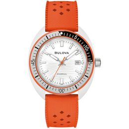 Bulova Herren Quarzuhr Armbanduhr, Herrenuhr, analog, Tag orange
