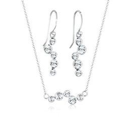 Elli Schmuckset »(Set, 4 tlg) Rund, mit Kristallen von Swarovski « () Weiß + weiß onesize Glamouröses Schmuckset aus 925er Sterling Silber