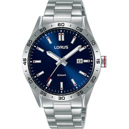 Lorus Quarzuhr Armbanduhr, Herrenuhr, Damenuhr, Datum, bis 10 bar wasserdicht silberfarben-dunkelblau Angesagte Armbanduhr für Sie & Ihn