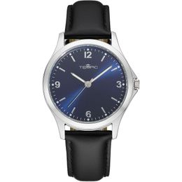 Tempic Quarzuhr Armbanduhr, Herrenuhr, analog, Lederarmband schwarz Klassische Herrenarmbanduhr