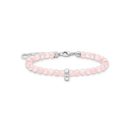 Thomas Sabo Armband »rosa Perlen, schwarze Perlen, A2097-034-9-L19V, A2097-130-11-L19V« mit Rosenquarz oder Onyx silberfarben-pink + pink 19 Charm...