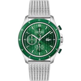 Lacoste Chronograph »NEO HERITAGE« Quarzuhr, Armbanduhr, Herrenuhr, Stoppfunktion, Edelstahlarmband silberfarben Mondäner Herrenchronograph