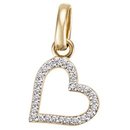 Firetti Kettenanhänger »Schmuck Geschenk Silber 925 Halsschmuck Anhänger Herz "LIEBE"« () mit Zirkonia (synth.) gelbgoldfarben-kristallweiß +...