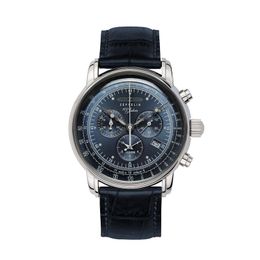 Zeppelin Chronograph »100 Jahre« Quarzuhr, Armbanduhr, Herrenuhr, Made in Germany, Lederarmband dunkelblau-blau Eleganter Herrenchronograph