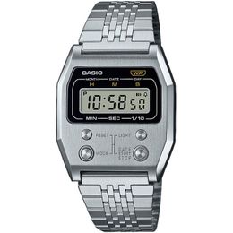 CASIO VINTAGE Chronograph Quarzuhr, Armbanduhr, Damen, Herren, digital, retro, Stoppfunktion silberfarben-schwarz Formsch&ouml;ner Chronograph f&uuml;r Sie &...