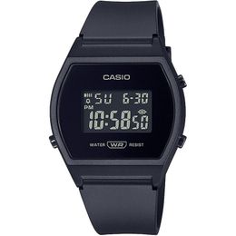 CASIO TIMELESS COLLECTION Chronograph Quarzuhr, Armbanduhr, Damenuhr, Digitaluhr, Resinarmband, Stoppfunktion schwarz-schwarz Zeitloser...