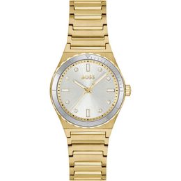 BOSS Quarzuhr &raquo;CANDOR LADIES SPORT&laquo; Armbanduhr, Damenuhr, Edelstahlarmband, analog, Glassteine goldfarben Geschmackvolle Damenarmbanduhr